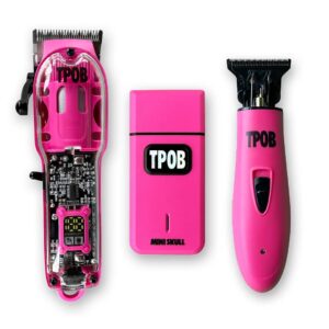 tpob slime 2 candy pink clipper trimmer shaver set barber hair clippers in matte pink with taper blade