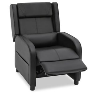 monibloom gaming recliner chair for adults and teens, home movie theater chair single sofa cozy reading chair, pu leather adjustable nursery recliner with foot rest for living room, and bedroom, black