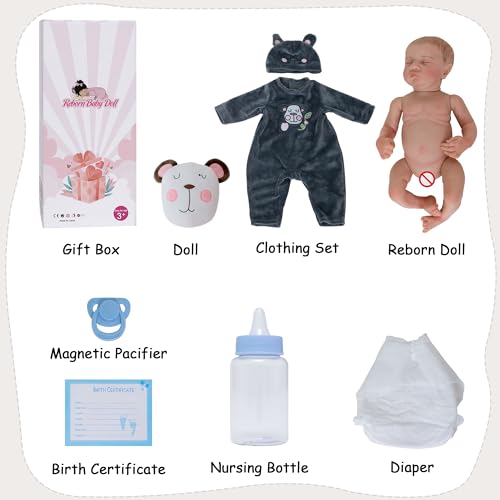 DAYOFF KIDS Waterproof Reborn Baby Dolls,18 Inch Realistic Baby Doll with Full Vinyl Body Lifelike Baby Dolls Real Life Baby Doll for Kids Age 3+ (Levi.W)