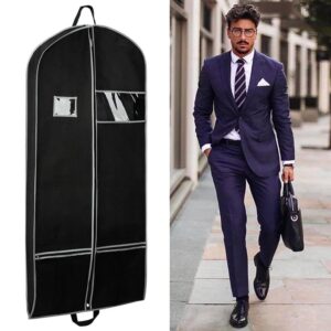 aidbucks garment bag (43" * 24" * 4") with pocket and handles 1 piece large garment covers breathable clothes protector suit long-term storage of jacket coat dresses, black