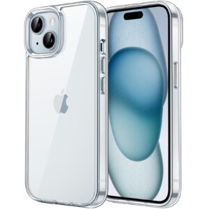 jetech case for iphone 15 plus 6.7-inch, non-yellowing shockproof phone bumper cover, anti-scratch clear back (clear)