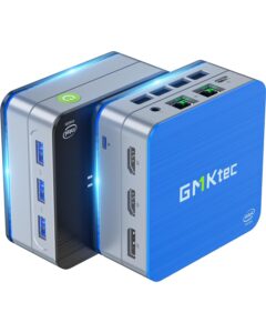 gmktec desktop mini pc intel n100 windows 11 pro 12gb ddr5 256gb ssd dual lan, mini computer 4k triple display, wifi6, bt5.2, energy efficient