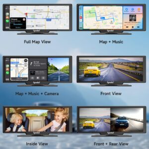 Spedal 860 Wireless Apple CarPlay & Android Auto with 4K Dash Cam, 1080P Backup Camera- 9.3" HD Touch Car Play Screen, GPS Navigation for Car, Portable Car Stereo with Bluetooth, FM/AUX, 64G TF Card