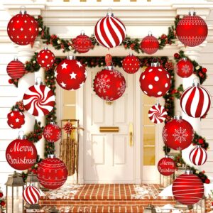 huwena outdoor yard signs candy decorations outside yard decorations hanging ornaments for xmas home office tree porch yard decor (red)