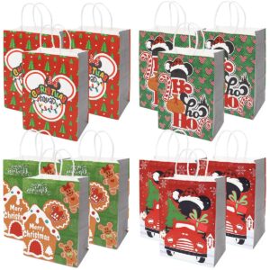 ornacele christmas gift bags 12 count assorted styles bags xmas small kraft paper bags with handles christmas goodie bags with christmas prints for xmas gift wrapping christmas party supplies