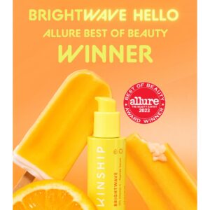 Kinship Brightwave 10% Vitamin C + Peptide Serum - Fade Dark Spots, Reduce Fine Lines & Wrinkles - Brighten, Plump & Smooth Face - Vegan Collagen - Anti-Aging Skincare - All Skin Types (1 Fl Oz)