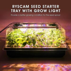 Ryscam Seed Starter Tray with Grow Light, 40-Cell Seed Starter Kit, Seedling Starter Trays Kit with Humidity Domes, Automatic Timer, Adjustable Light Indoor Gardening Plant Germination Trays