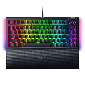 razer blackwidow v4 75% mechanical gaming keyboard: hot-swappable design - compact & durable - orange tactile switches - chroma rgb - mf roller & media keys - comfortable wrist rest - black