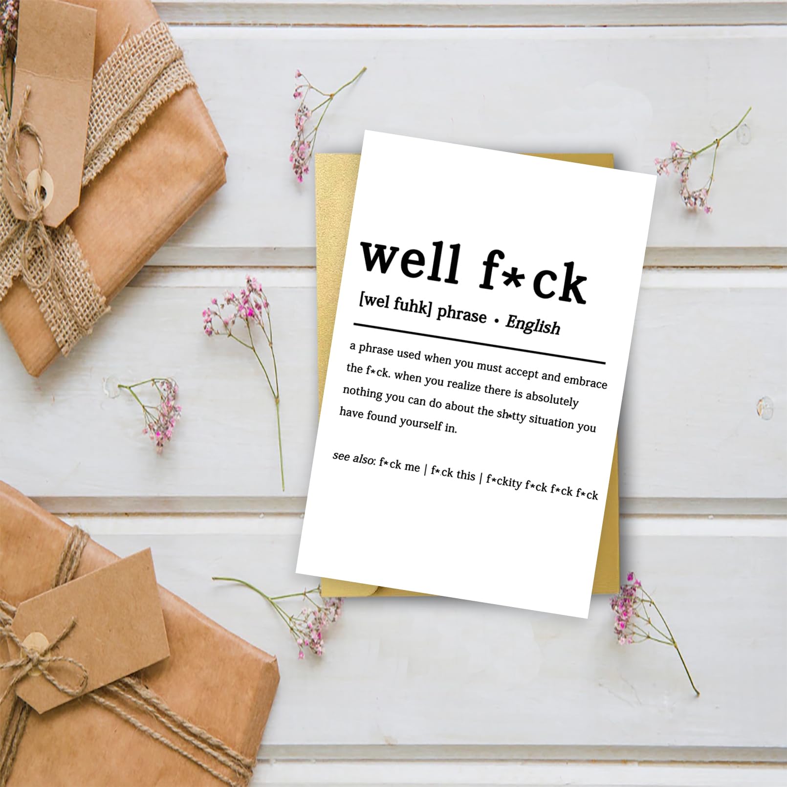 OJsensai Funny Well F Definition Card for Him Her, Hilarious Get Well Soon Gifts for Women Men, Sympathy Card for Loss Pets Job, Unique Farewell Gift Ideas for Coworkers Colleagues