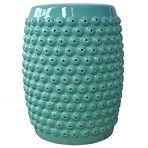 kiroja decorative ceramic garden stool, chinese style glazed pinhole ceramic round stool, suitable for living room, terrace, garden, etc. (color : green)