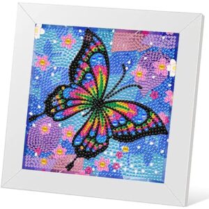 nzhidey butterfly diamond art kits for kids-butterflies diamond art painting kits for kids with frame,butterfly diamond art for kids with beautiful package for gift (6x6 inch)