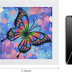 Nzhidey Butterfly Diamond Art Kits for Kids-Butterflies Diamond Art Painting Kits for Kids with Frame,Butterfly Diamond Art for Kids with Beautiful Package for Gift (6x6 inch)