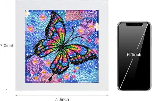 Nzhidey Butterfly Diamond Art Kits for Kids-Butterflies Diamond Art Painting Kits for Kids with Frame,Butterfly Diamond Art for Kids with Beautiful Package for Gift (6x6 inch)