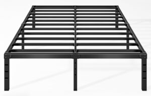 kix nox king size metal bed frame, 18" heavy duty, no box spring needed, under bed storage, durable, easy assembly, compatible with headboard/footboard, 5-year warranty