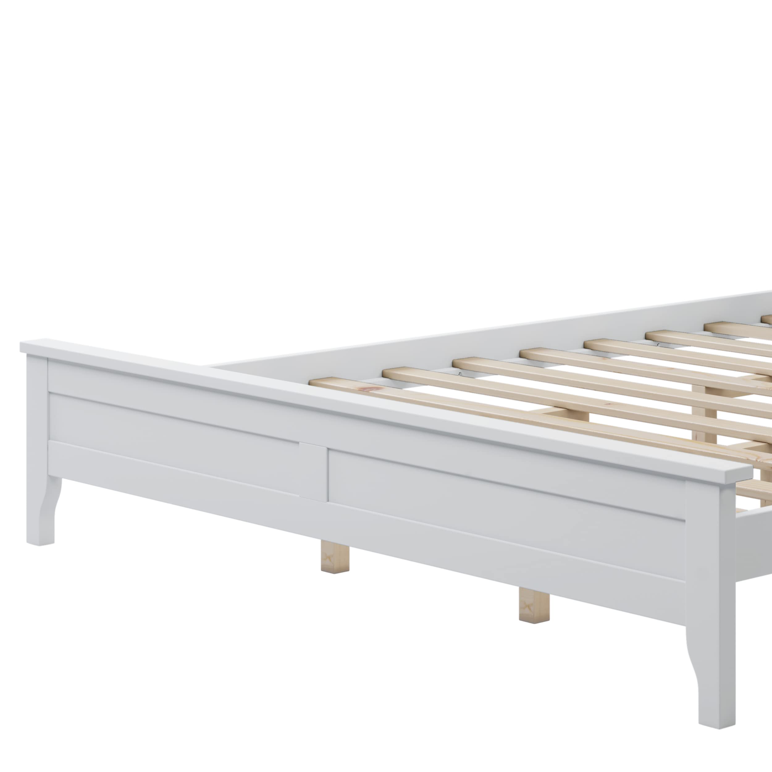 MERITLINE Queen Size Platform Bed Frame with Headboard/Solid Wood Foundation with Wood Slat Support/No Box Spring Needed/Easy Assembly (White)