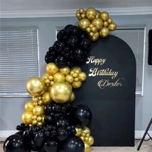 Black and Gold Balloon Garland Arch Kit, 158 Pcs 18" 10" 5" Latex Balloon Set for Baby Bridal Shower Birthday Wedding Bachelorette Party Decorations Supplies