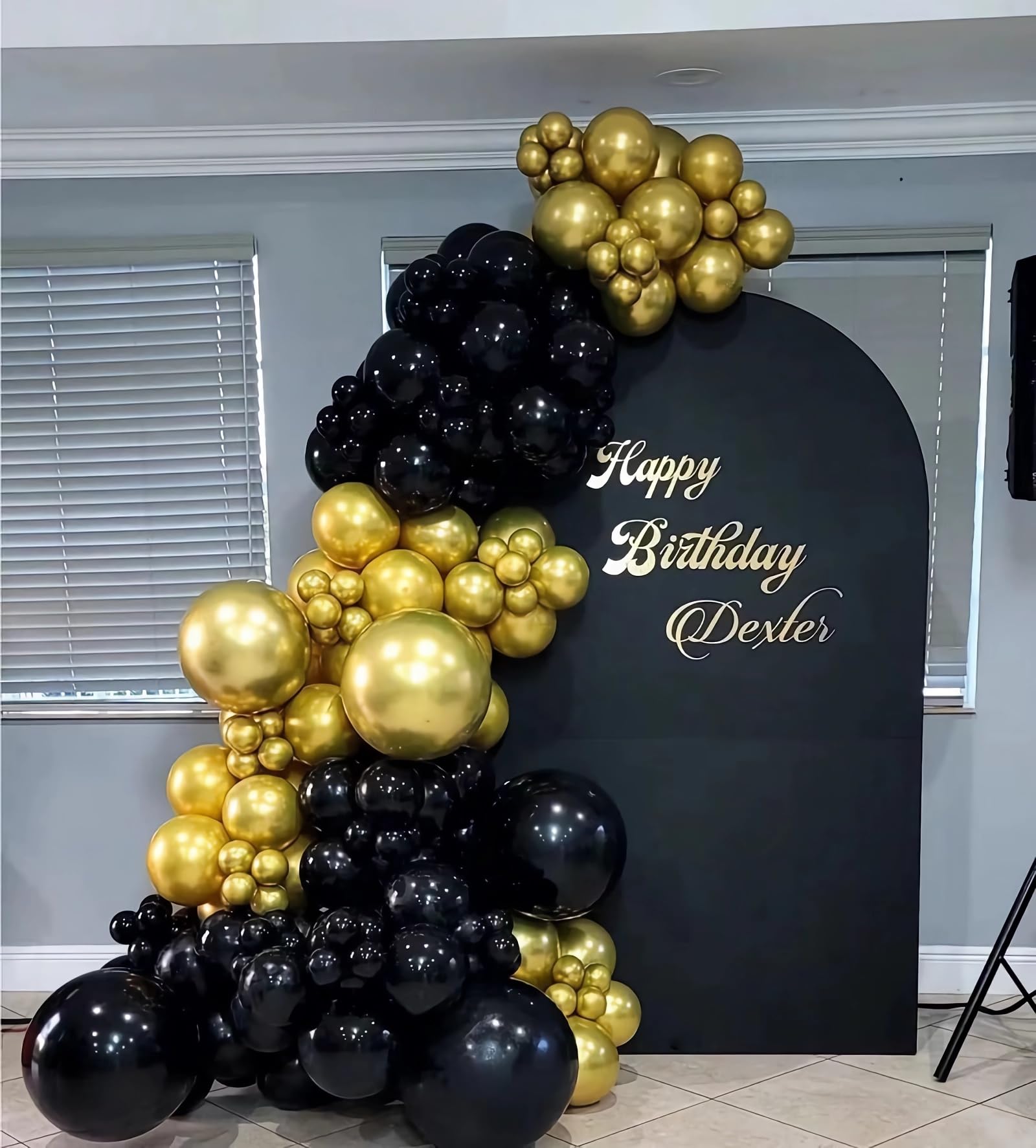 Black and Gold Balloon Garland Arch Kit, 158 Pcs 18" 10" 5" Latex Balloon Set for Baby Bridal Shower Birthday Wedding Bachelorette Party Decorations Supplies