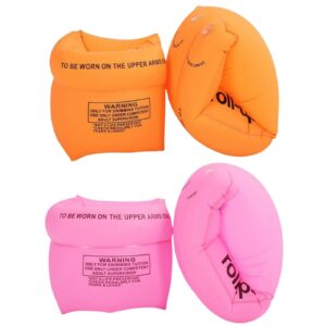 2-4 pack arm floaties swimming rings for kids children adults, pool floats arm bands, inflatable swim rings, pvc arm bands floater sleeves for toddlers children 3-5-6-12 years (orange+pink)