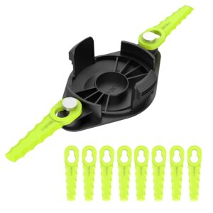 evenlinkics weed eater bladed head,compatible with ryobi 18-volt, 24-volt, and 40-volt strimmers，can replace ryobi acfhrl2 polycarbonate bladed trimmer head.(1 trimmer head+10 replacement blades)