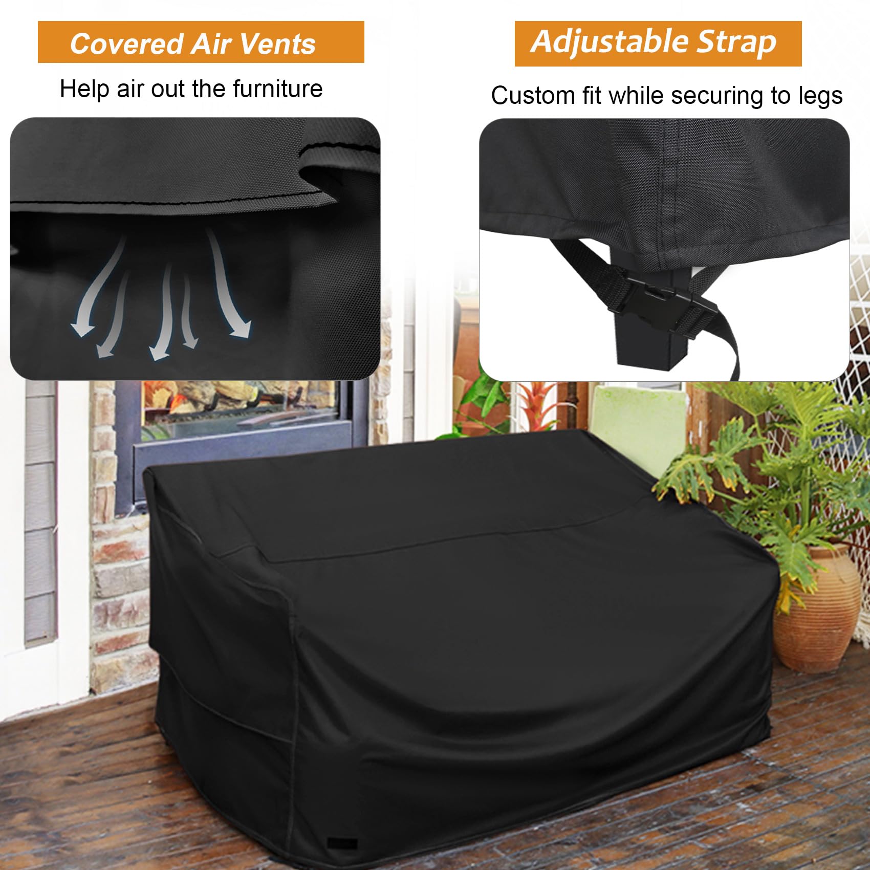 NettyPro Patio Furniture Sofa Cover Waterproof Heavy Duty Outdoor Couch Cover 3 Seater, 79" Wx 38" Dx 35" H, Black