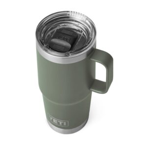 yeti rambler 20 oz travel mug, stainless steel, vacuum insulated with stronghold lid, camp green