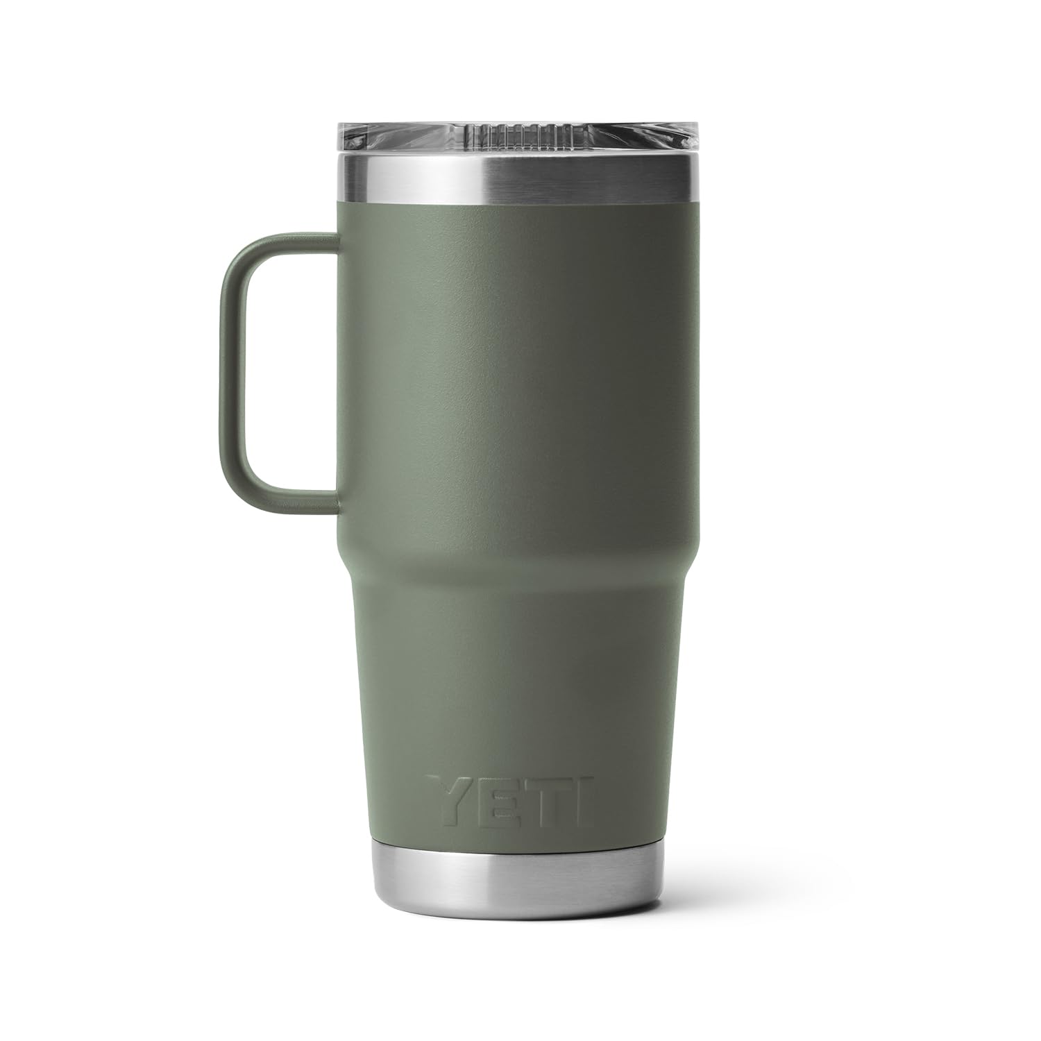 YETI Rambler 20 oz Travel Mug, Stainless Steel, Vacuum Insulated with Stronghold Lid, Camp Green