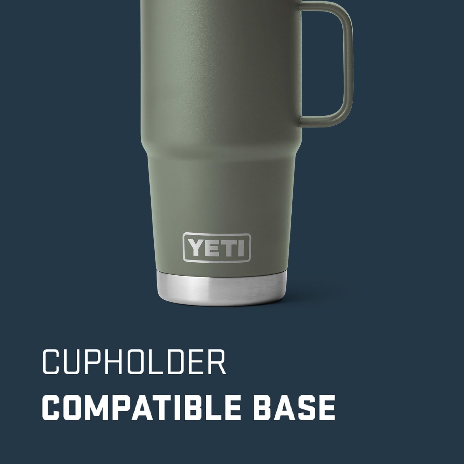 YETI Rambler 20 oz Travel Mug, Stainless Steel, Vacuum Insulated with Stronghold Lid, Camp Green