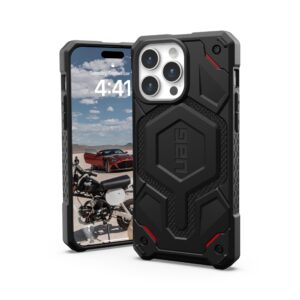 urban armor gear uag case compatible with iphone 15 pro max case 6.7" monarch pro kevlar black built-in magnet compatible with magsafe charging premium rugged dropproof protective cover