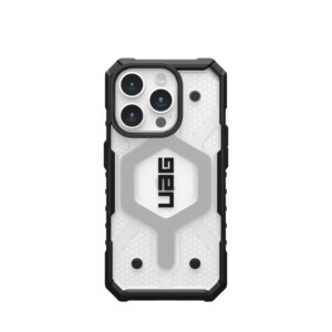 URBAN ARMOR GEAR UAG Case [Updated Ver] Compatible with iPhone 15 Pro Case 6.1" Pathfinder Clear Ice/Silver Built-in Magnet Compatible with MagSafe Charging Rugged Transparent Protective Cover