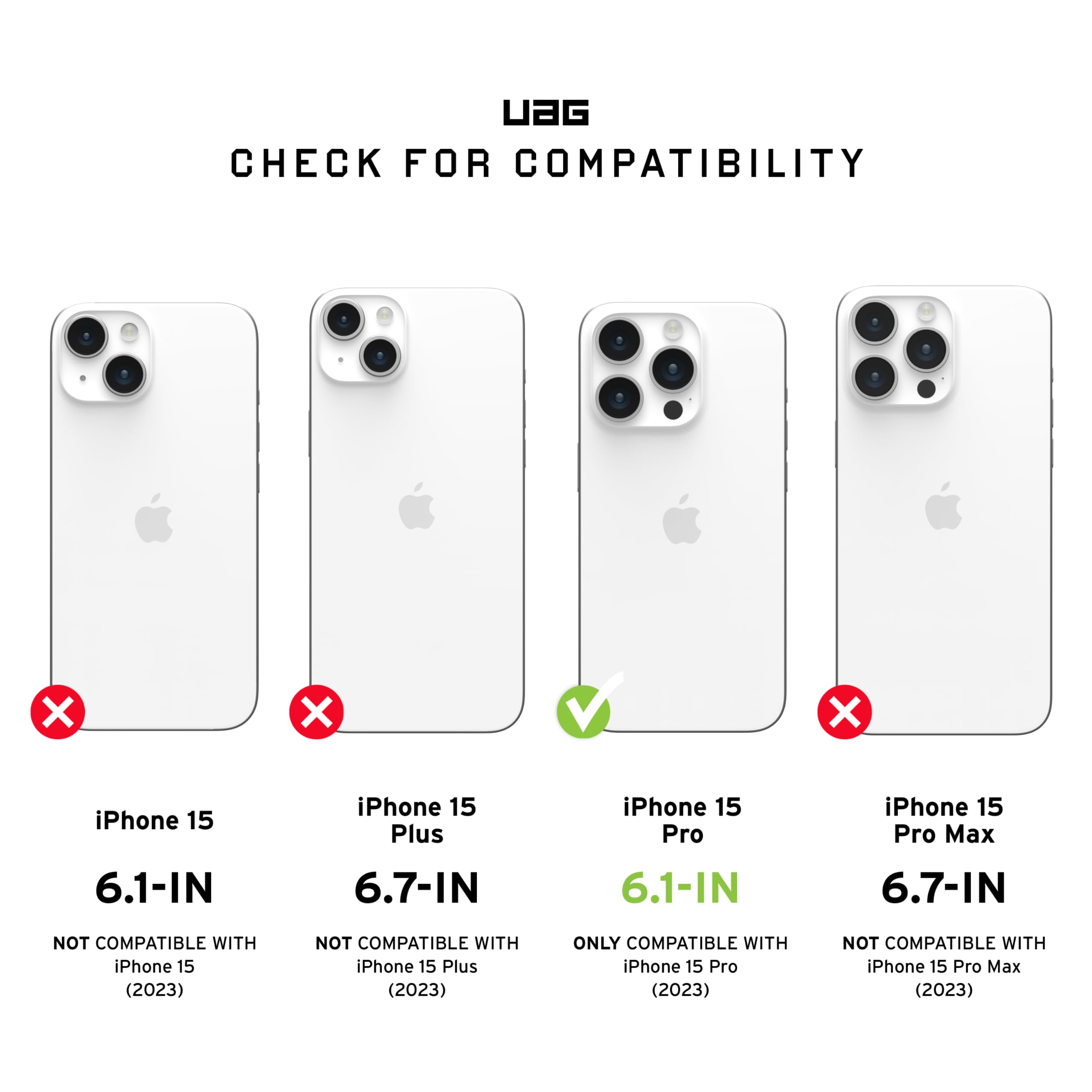 URBAN ARMOR GEAR UAG Case [Updated Ver] Compatible with iPhone 15 Pro Case 6.1" Pathfinder Clear Ice/Silver Built-in Magnet Compatible with MagSafe Charging Rugged Transparent Protective Cover