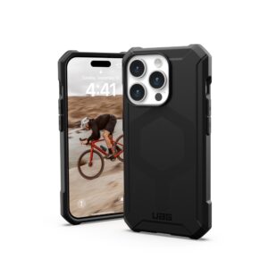 urban armor gear uag case [updated ver.] compatible with iphone 15 pro case 6.1" essential armor black built-in magnet compatible with magsafe charging rugged military grade dropproof protective cover