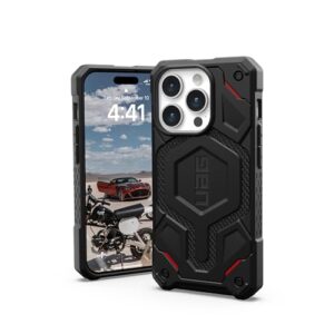 urban armor gear uag case compatible with iphone 15 pro case 6.1" monarch pro kevlar black built-in magnet compatible with magsafe charging premium rugged military grade dropproof protective cover