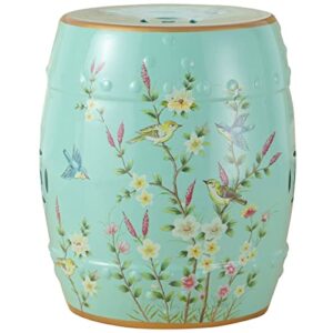 jiadiaoni decorative ceramic garden stool, glazed flower and bird shoe changing stool for living room, balcony, garden, etc. (color : blue-green)