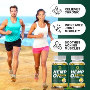 Hemp Oil Capsules - 100% Organic Hemp Oil, 60,000 Max Strength, Supports Immune, Skin, Calm, Sleep & Overall Health - 180 Veggie Softgels