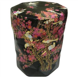 jiadiaoni decorative ceramic garden stool, glazed flower and bird prismatic shoe changing stool for living room, balcony, garden, etc. (color : j)