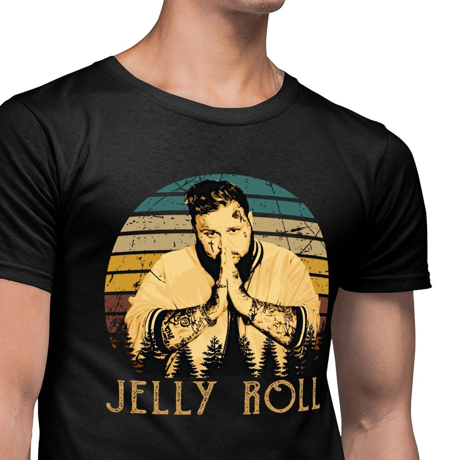 DHJANECT Youth & Adult American Rapper Jelly Theme Roll T-Shirt Round Neck Short-Sleeve Tee Shirt, Cotton Tee Tops for Mens 2XL, Black-2