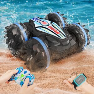 xynzzeu amphibious remote control car, 4wd all terrain gesture rc cars for boys 6-12 years old, waterproof remote control boat for pool, 360°rotate remote car, super power rc stunt car gifts for boys