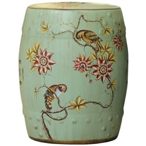 jiadiaoni decorative ceramic garden stool, flower and bird dressing stool shoe changing stool, suitable for living room, balcony, garden, etc.