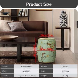 JIADIAONI Decorative Ceramic Garden Stool, Flower and Bird Dressing Stool Shoe Changing Stool, Suitable for Living Room, Balcony, Garden, Etc.