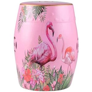 jiadiaoni decorative ceramic garden stool, glazed flower and bird side changing stool, suitable for living room, balcony, garden, etc. (color : pink)