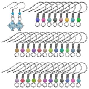 120pcs hypoallergenic earring hooks for jewelry making,ear wires fish hooks french wire hooks colorful fish hook earrings french ear wires for diy earring making supplies kit(random color)