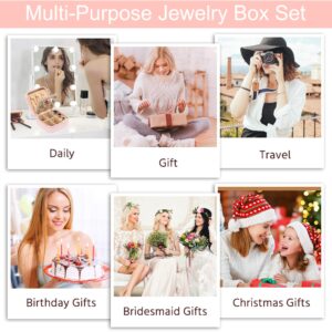 Parima Birthday Gifts for Women -2 Pieces Travel Jewelry Case Set, Travel Gifts Friend Gifts for Women Personalized Gifts Unique Gifts Christmas Gifts for Women Personalized Jewelry Boxes for Women