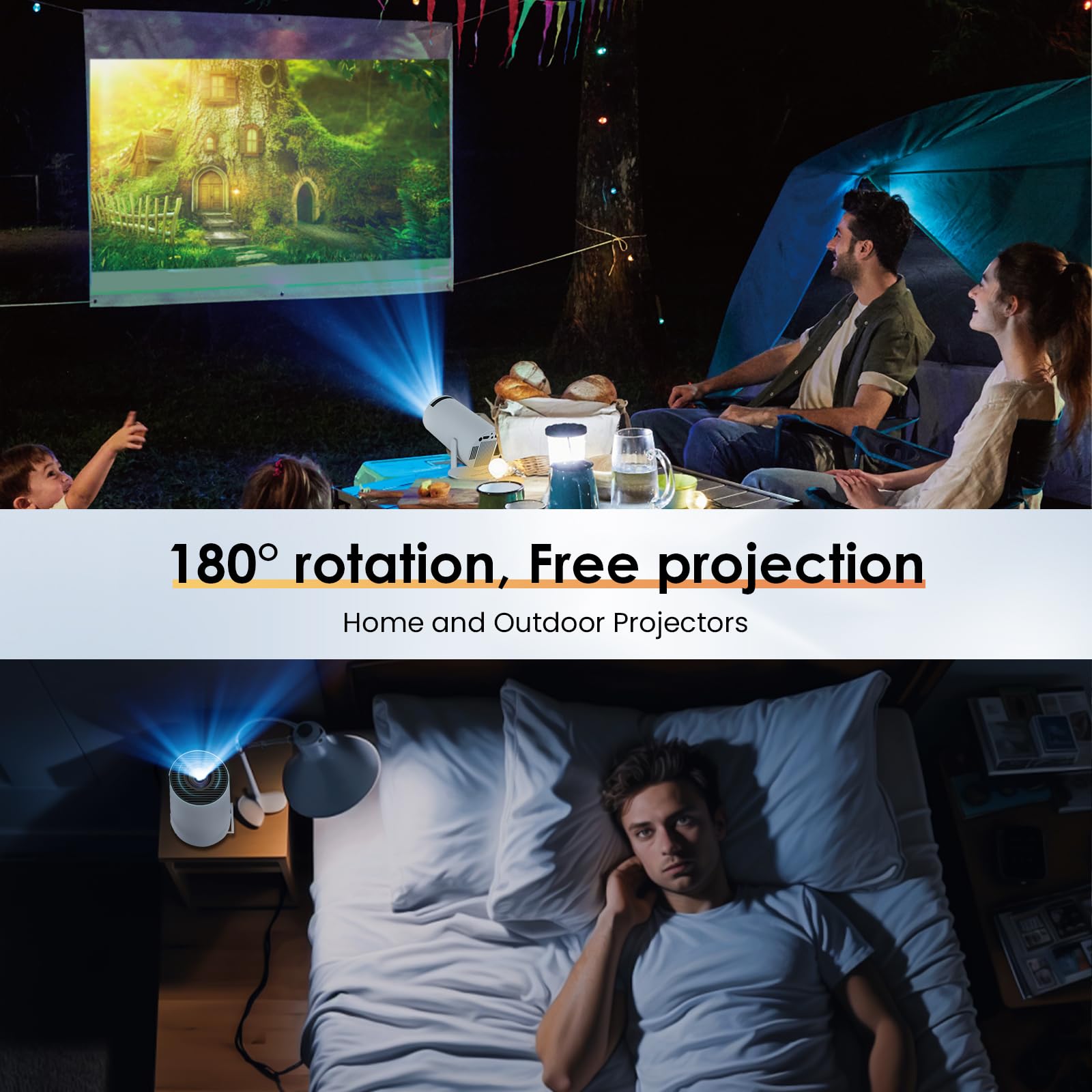 [Auto Keystone]5G WiFi Bluetooth Projector HIPPUS , 180°rotation,Mini Portable Projector for iphone, 1080P Supported ,Zoom, Movie Projector Compatible with TV Stick, iOS, Android, PS5