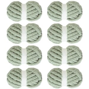 mabozoo chunky yarn for crocheting 8 pack,sage green fluffy jumbo chenille yarn,soft plush yarn bulky,giant thick fuzzy yarn for hand knitting or arm knitting (31.7 yds,8 oz each skein)