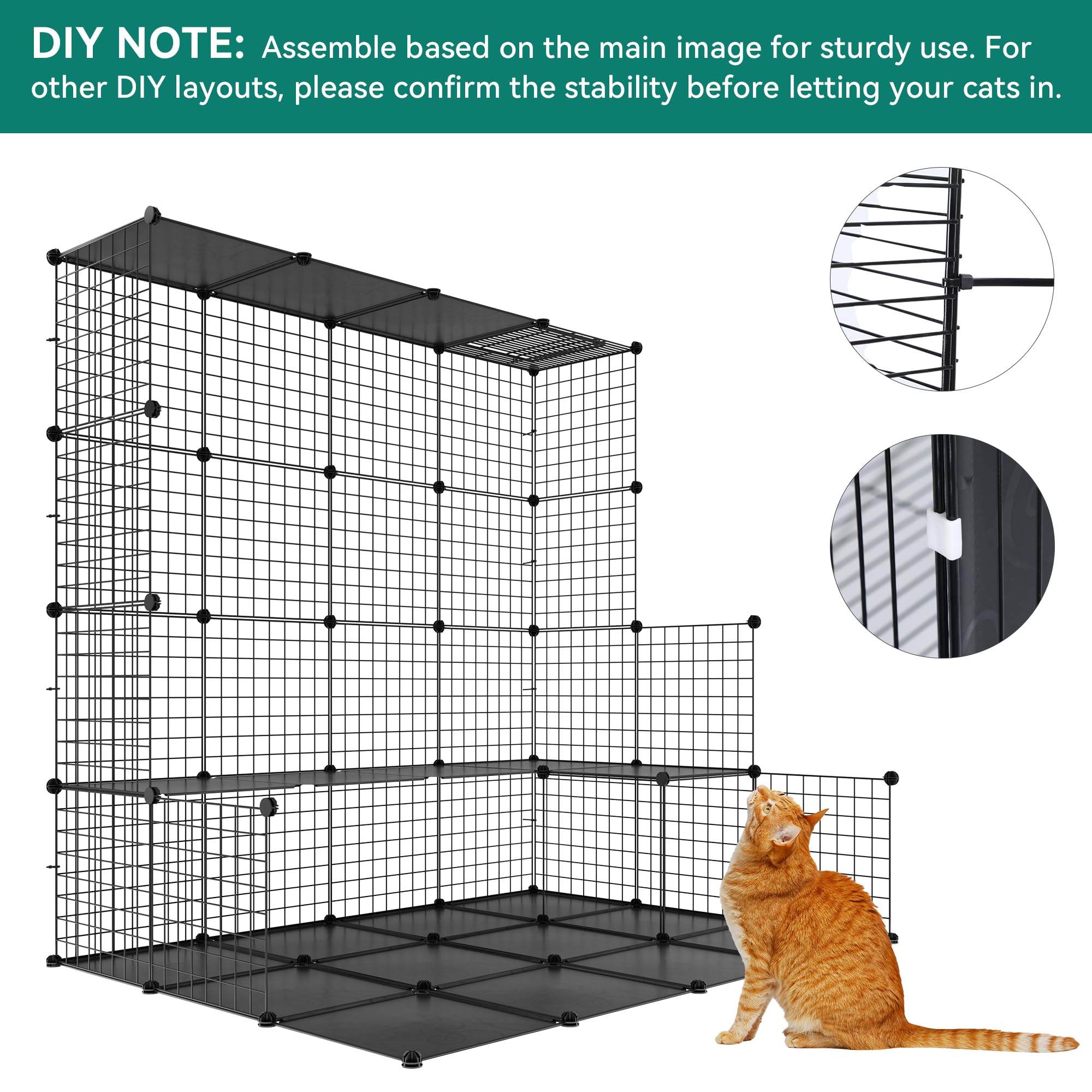 YITAHOME Cat Cage 2 Tier Indoor Cat Enclosures Kitten Cage DIY Pet Playpen Metal Kennel for 1-2 Cats, Ferret, Chinchilla, Rabbit, Small Animals, Kitty, Squirrel, RV Travel, Camping