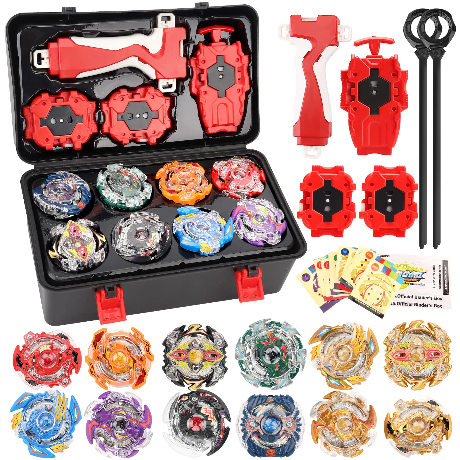 BananMelonBM Bey Battling Top Burst Gyro Toy Set for Kids, 12 Spinning Tops, 3 Launchers with Storage Box, Turbo Set Metal Fusion Game Gyro for Boys Children