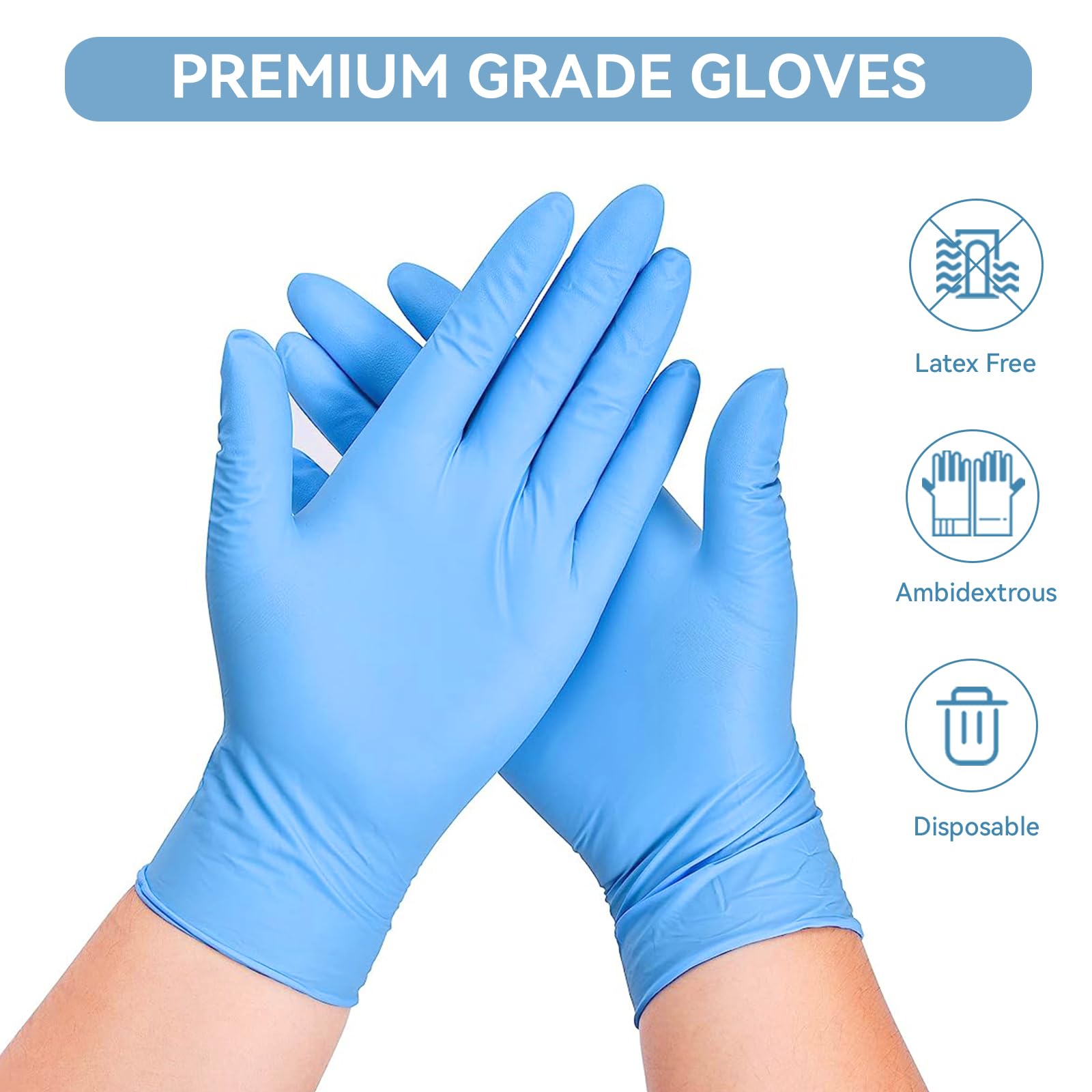 Amozife Nitrile Vinyl Blend Gloves, 4 Mil Powder & Latex Free Non-Sterile Disposable Gloves for Cooking, Cleaning & Food Prep, X-Large