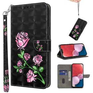 vodefox for iphone 11 case,iphone 11 phone case wallet,cute 3d print flip folio pu leather phone cover with card holder magnetic closure for iphone 11 - one rose