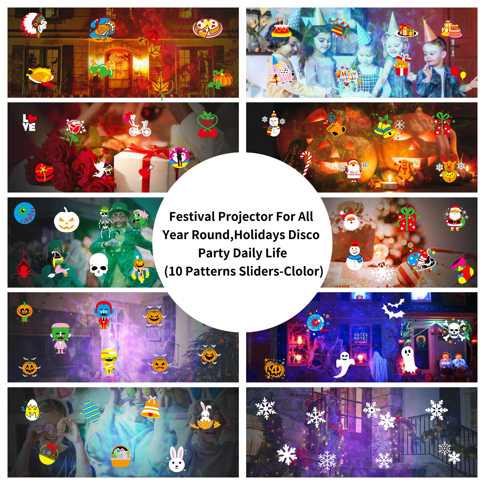 Halloween Christmas Projector Lights, COOLWUFAN Upgrade Waterproof Outdoor Indoor Holiday Projector Lights with Remote and 20 HD Effects (3D Ocean Wave + Patterns) for Xmas Halloween Party Yard Decor