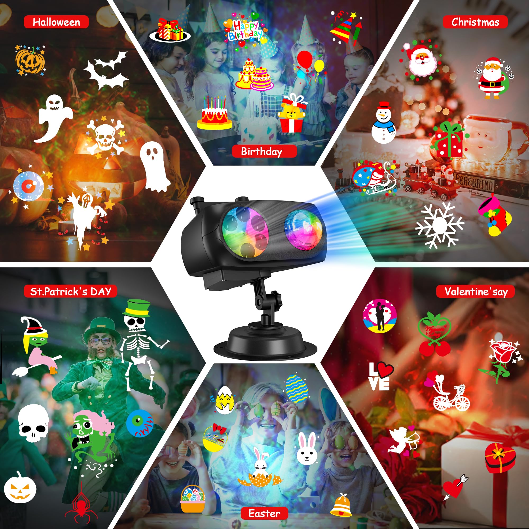 Halloween Christmas Projector Lights, COOLWUFAN Upgrade Waterproof Outdoor Indoor Holiday Projector Lights with Remote and 20 HD Effects (3D Ocean Wave + Patterns) for Xmas Halloween Party Yard Decor